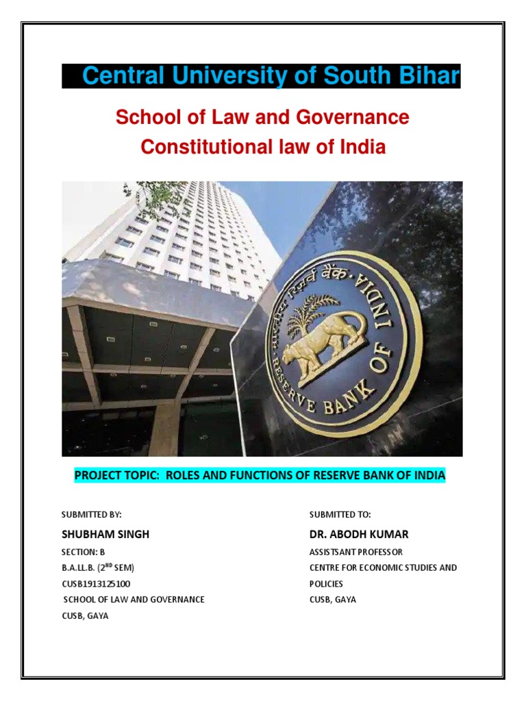 Economics Project On Rbi PDF | Download Free PDF | Bank Regulation ...