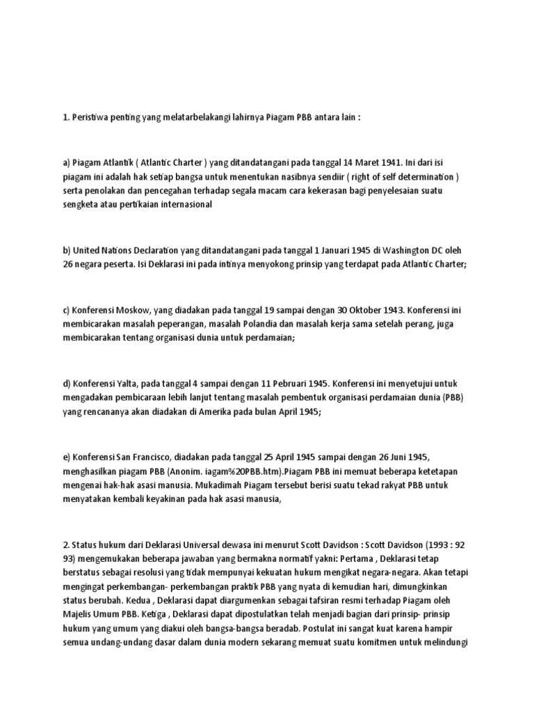 Latar Belakang Piagam PBB dan Atlantik | PDF | Hukum | Sejarah