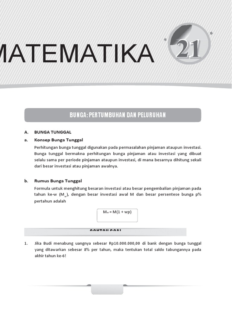 MATEMATIKA BUNGA - PERTUMBUHAN DAN PELURUHAN CONTOH SOAL. A. BUNGA ...