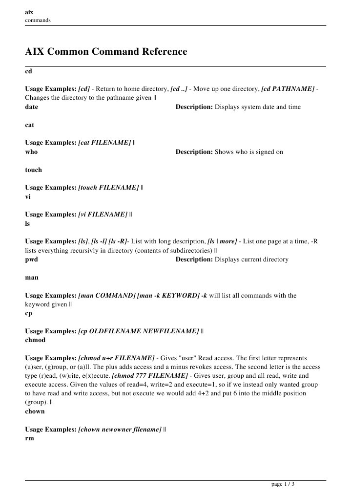AIX Common Command Reference: Commands | PDF | Computer File | Command Line Interface