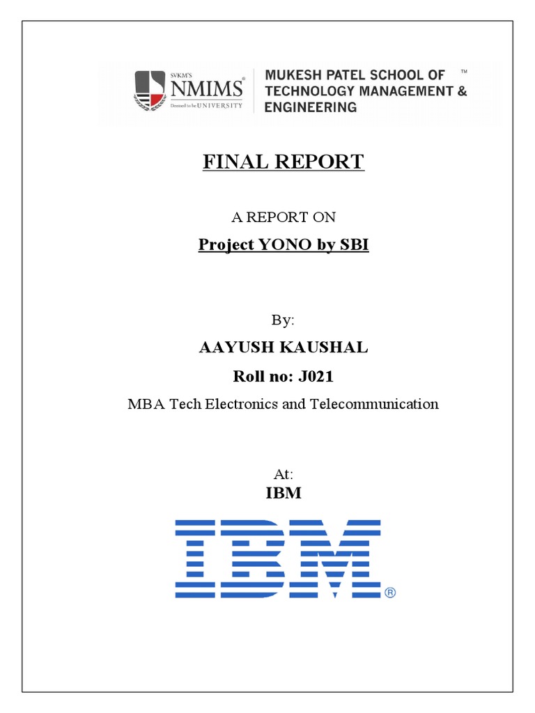 Digital Banking Platform: A Report on the YONO Project by SBI | PDF ...