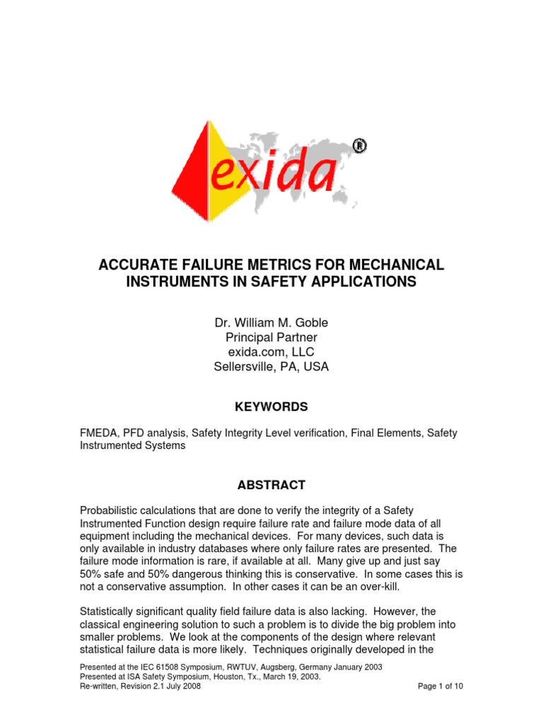 Accurate Failure Metrics For Mechanical Instruments | PDF | Prevention ...