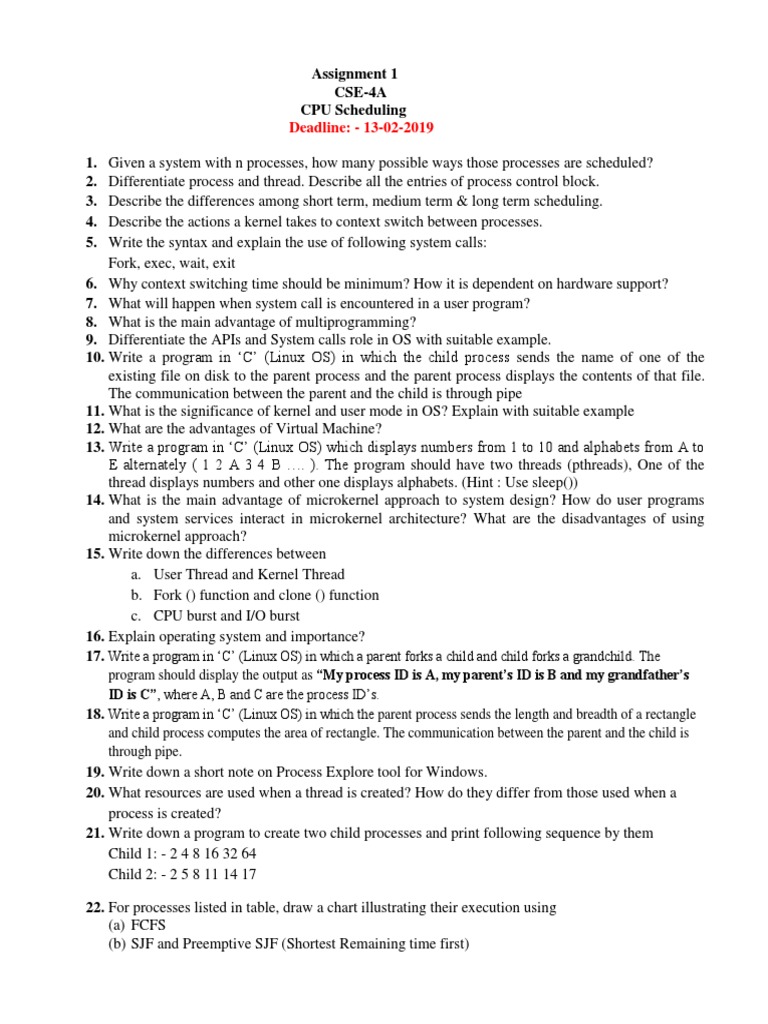 Assignment 1 | PDF | Process (Computing) | Thread (Computing)