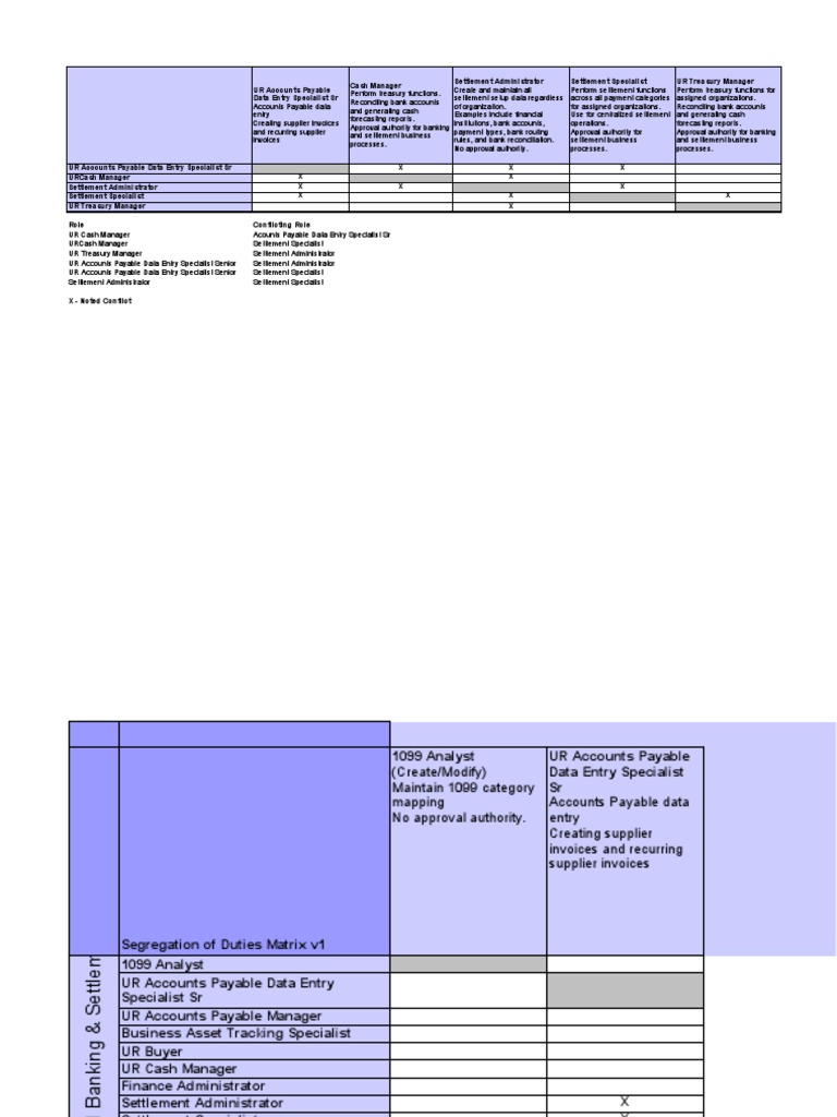 Accounts Payable Segregation of Duties Matrix | PDF | Accounts Payable ...