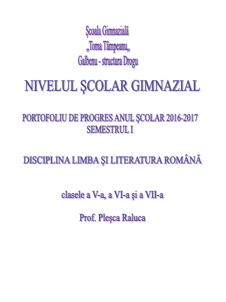 Portofoliu de Progres Scolar PDF | PDF