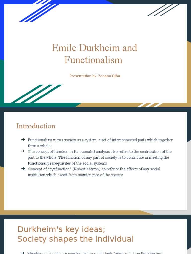 Emile Durkheim and Functionalism | PDF | Émile Durkheim | Sociological ...