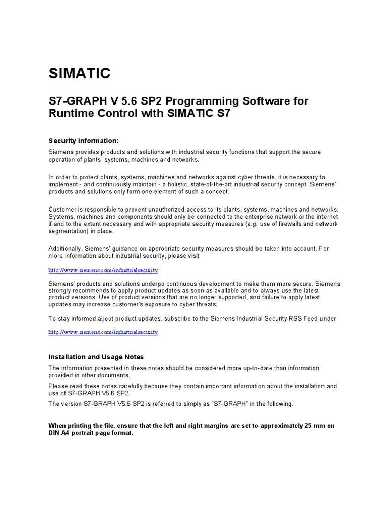 S7-GRAPH V5 6 SP2 - ReadMe PDF | PDF | Operating System | Backup