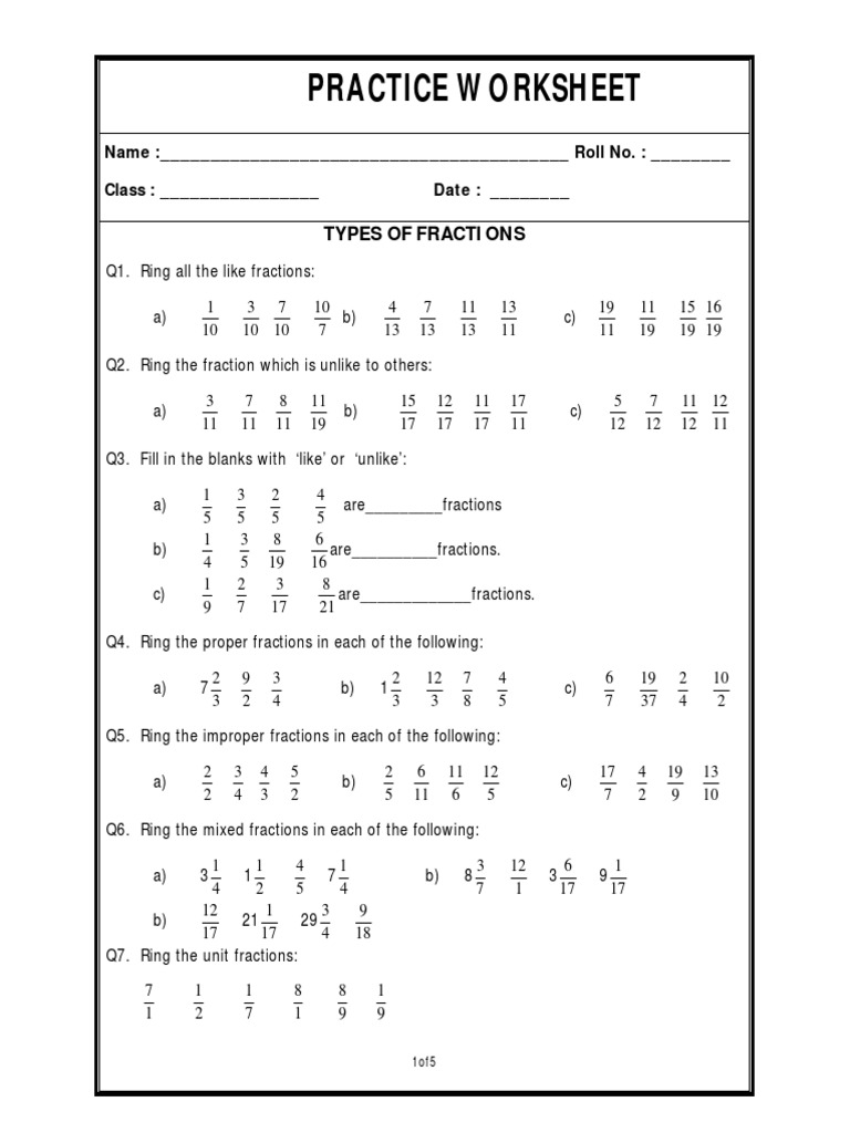 Types of Fractions PDF | PDF | Fraction (Mathematics) | Mathematical ...