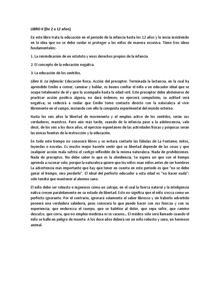 LIBRO II El Emilio | PDF | Emile, o sobre educación | Educación avanzada
