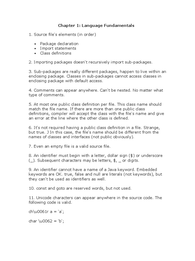 Chapter 1: Language Fundamentals | PDF | Class (Computer Programming ...