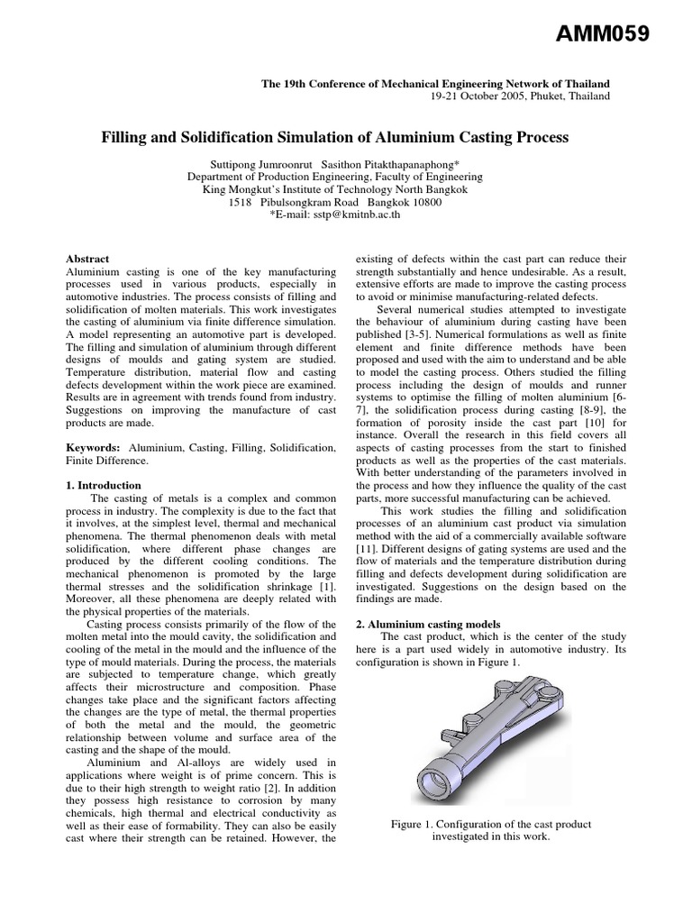 Filling and Solidification Simulation of Aluminium Casting Process | PDF | Casting (Metalworking ...