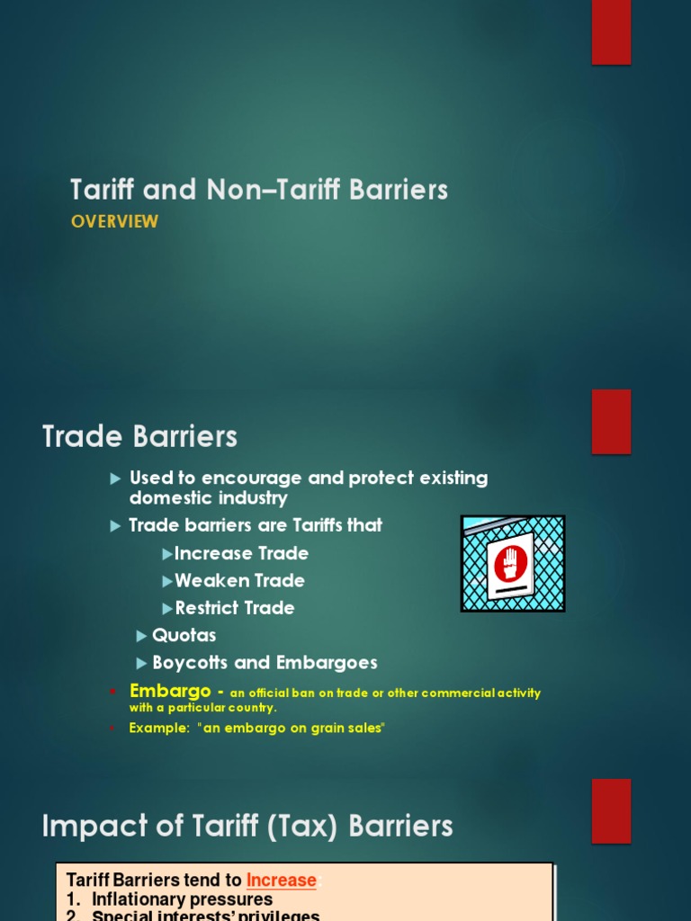Tariff and Non - Tariff Barriers PDF | PDF | Non Tariff Barriers To ...