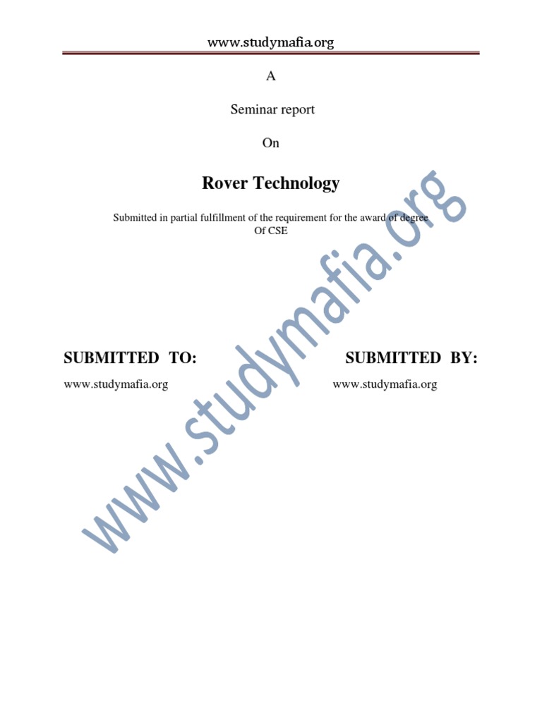 Rover Technology: Submitted To: Submitted by | PDF | Wireless Lan ...