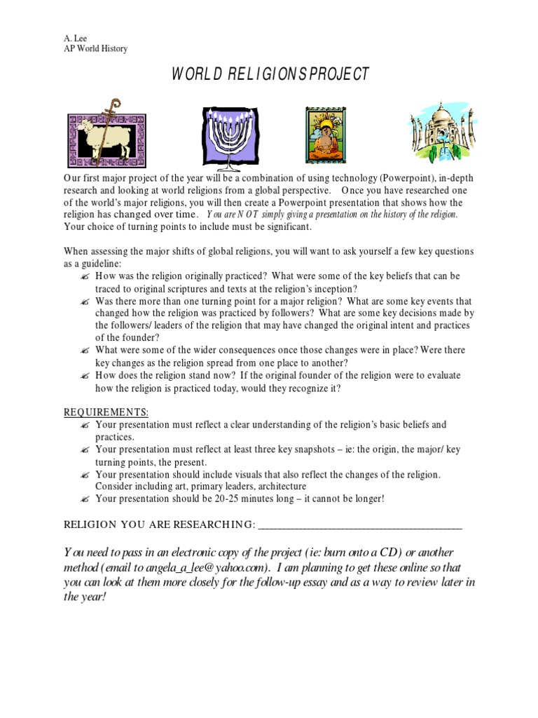 World Religions Project: A. Lee AP World History | PDF | Cognition ...
