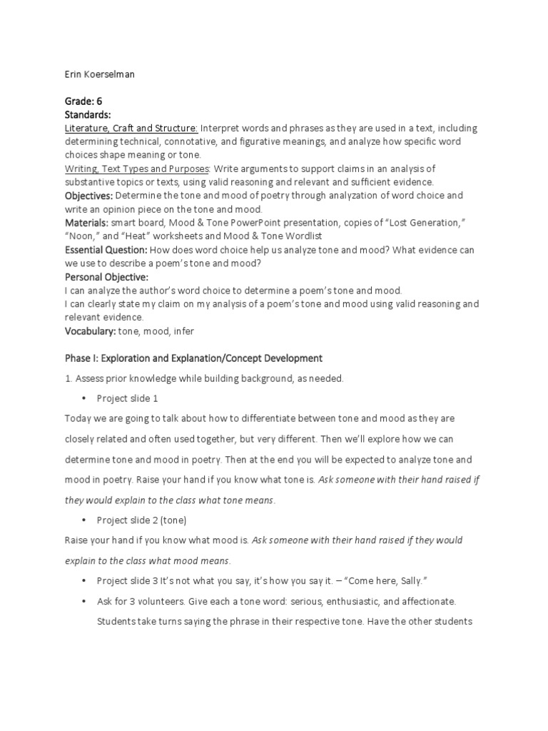 Analyzing Tone and Mood in Poetry | PDF | Poetry | Reason