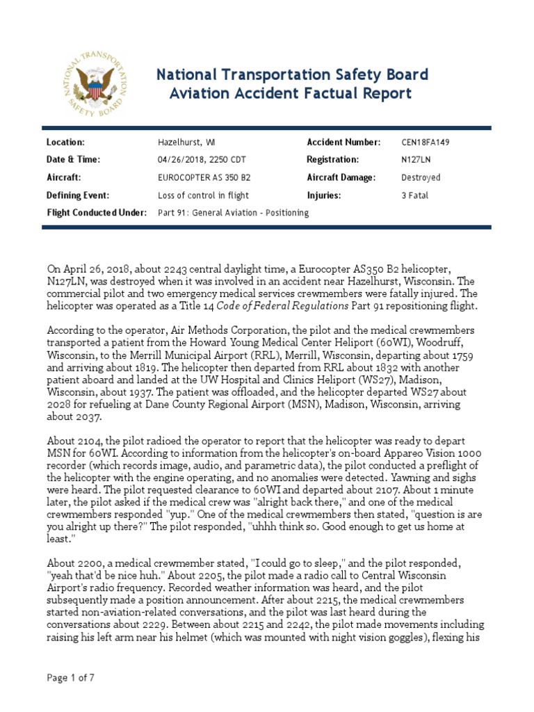 NTSB Report Hazelhurst | PDF | Helicopter | Helicopter Rotor