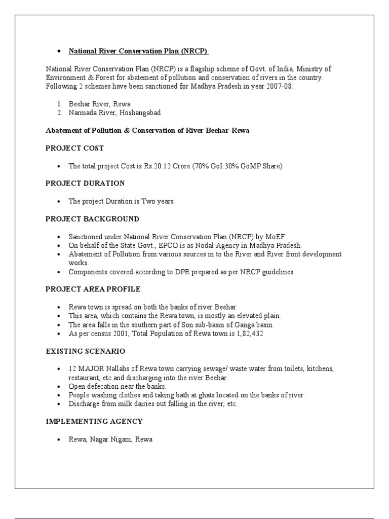 National River Conservation Plan (NRCP) | PDF | Thermocouple | Electric ...