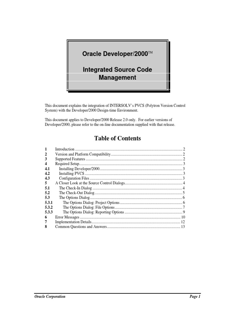 Oracle Developer/2000 Integrated Source Code Management | PDF | Version Control | Microsoft Windows