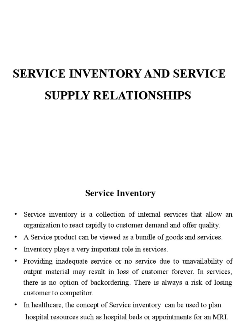 Service Inventory & Service Supply Relationships | PDF | Inventory ...