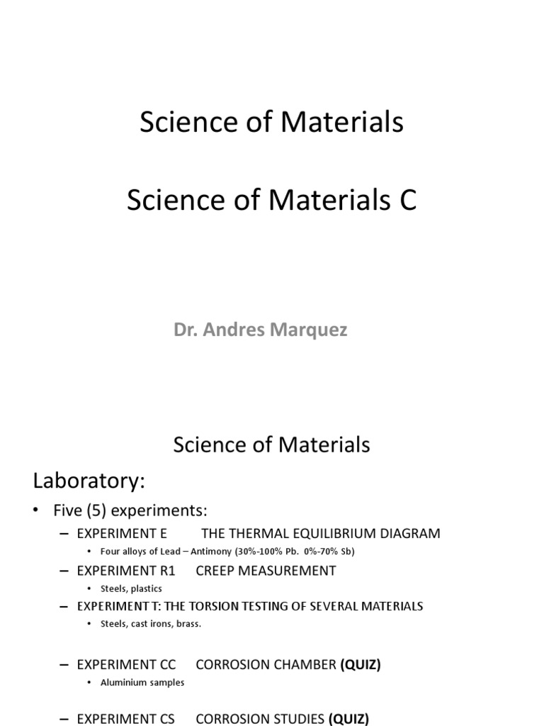 Science of Materials Science of Materials C: Dr. Andres Marquez | PDF ...