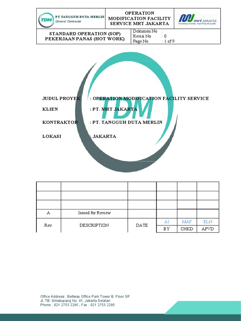 Sop Pekerjaan Panas (Hot Work) Pt. TDM | PDF