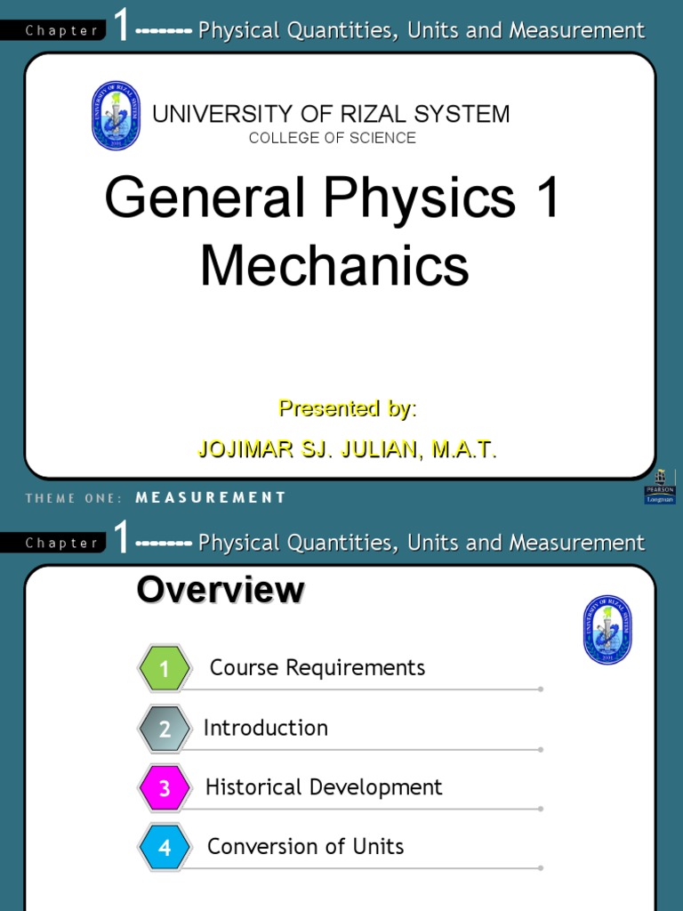 General Physics 1 Mechanics: Presented By: Jojimar Sj. Julian, M.A.T ...