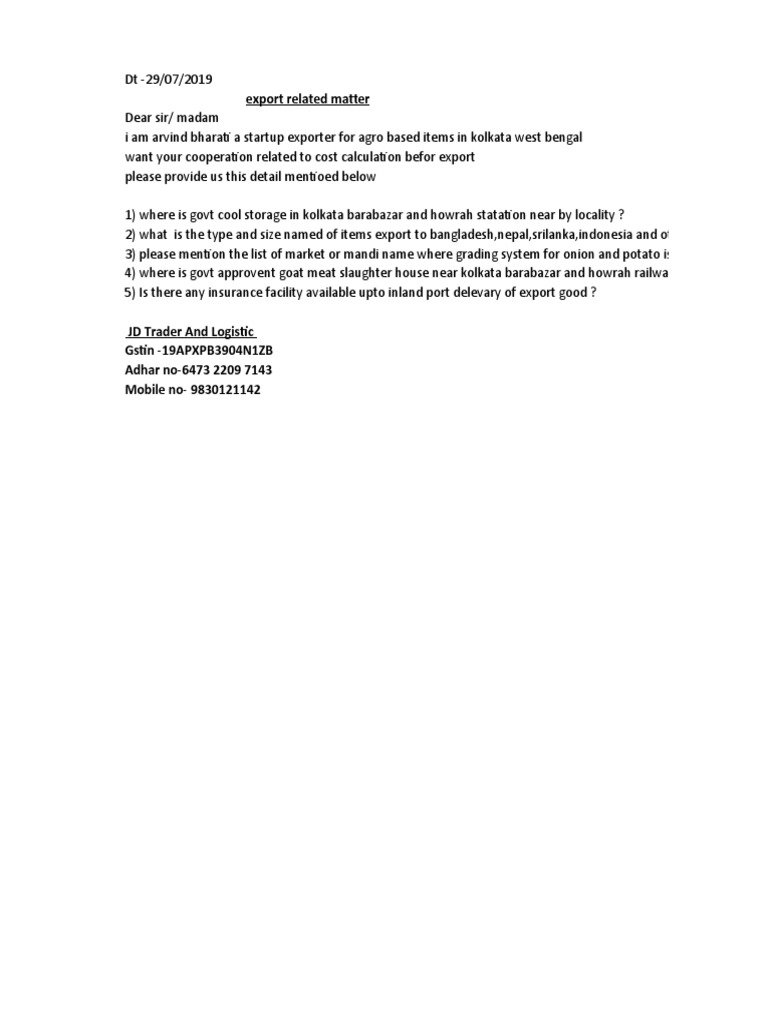 Apeda Letter Formate | PDF