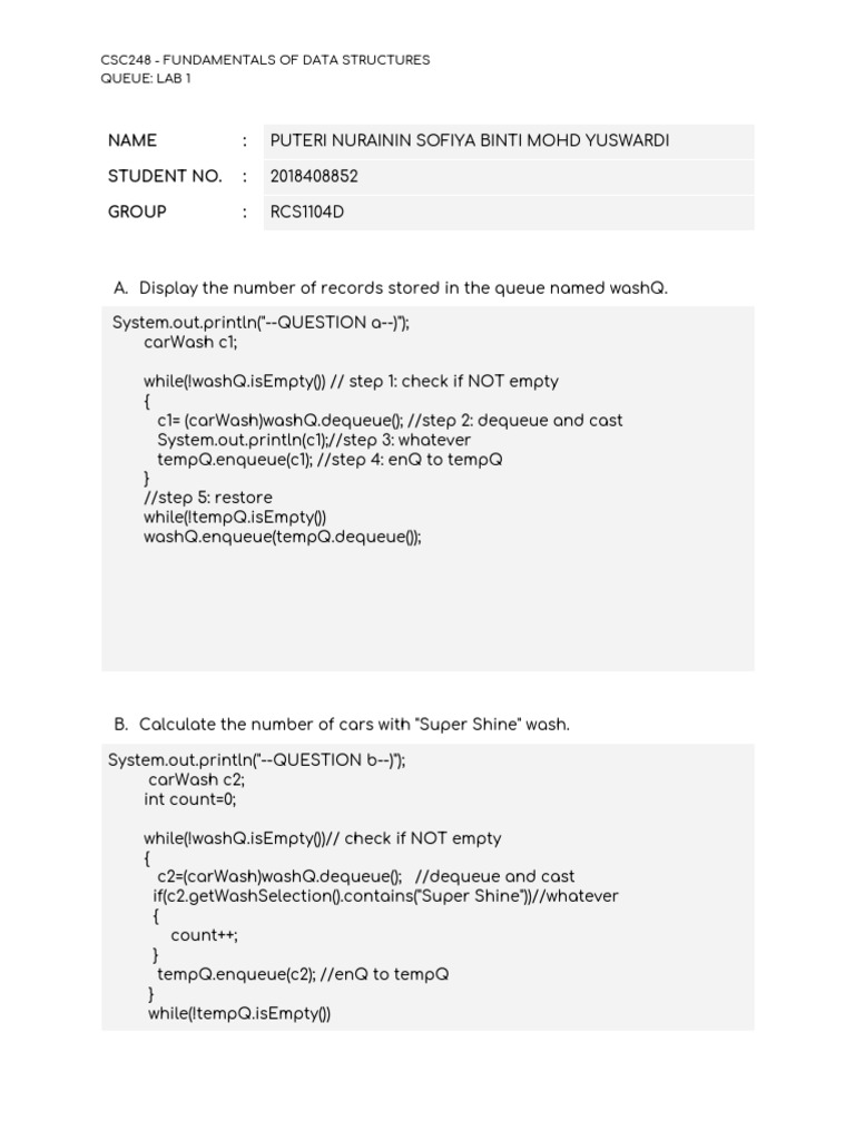 Sofiya Yus - QUEUE LAB 1 Q2 | PDF | Queue (Abstract Data Type ...