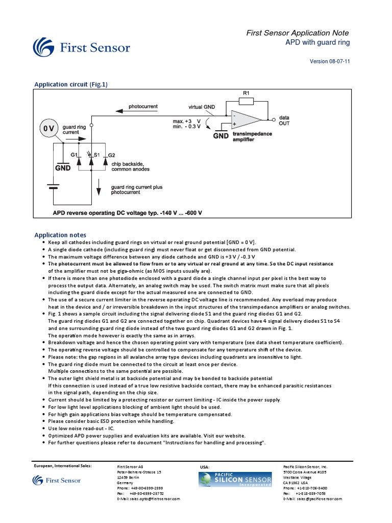 APD With Guard Ring: First Sensor Application Note | PDF | Diode ...