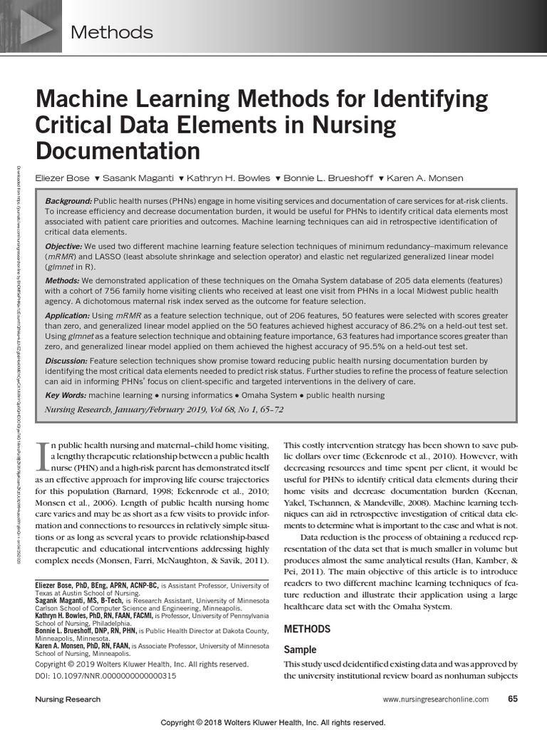 Machine Learning Methods For Identifying Critical.9 PDF | PDF | Errors And Residuals | Dependent ...