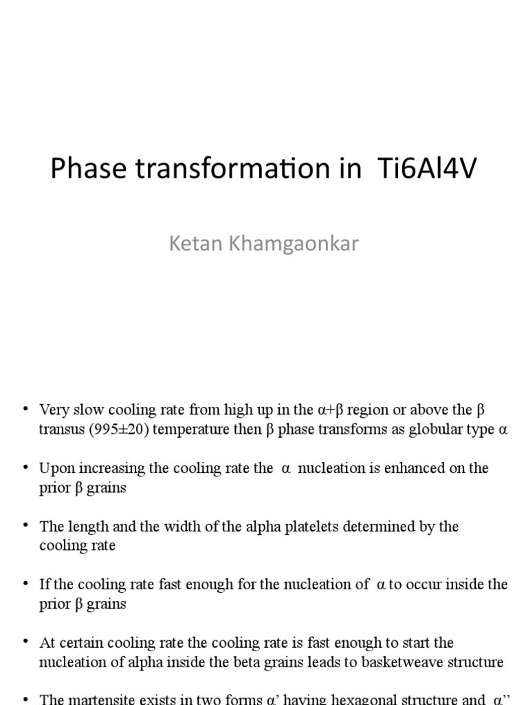 Phase Transformation in Ti6Al4V | PDF