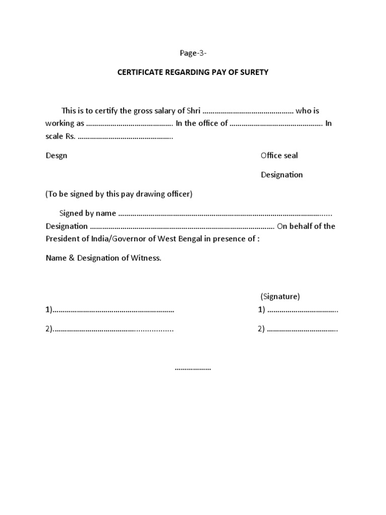 Certificate Regarding Pay of Surety | PDF
