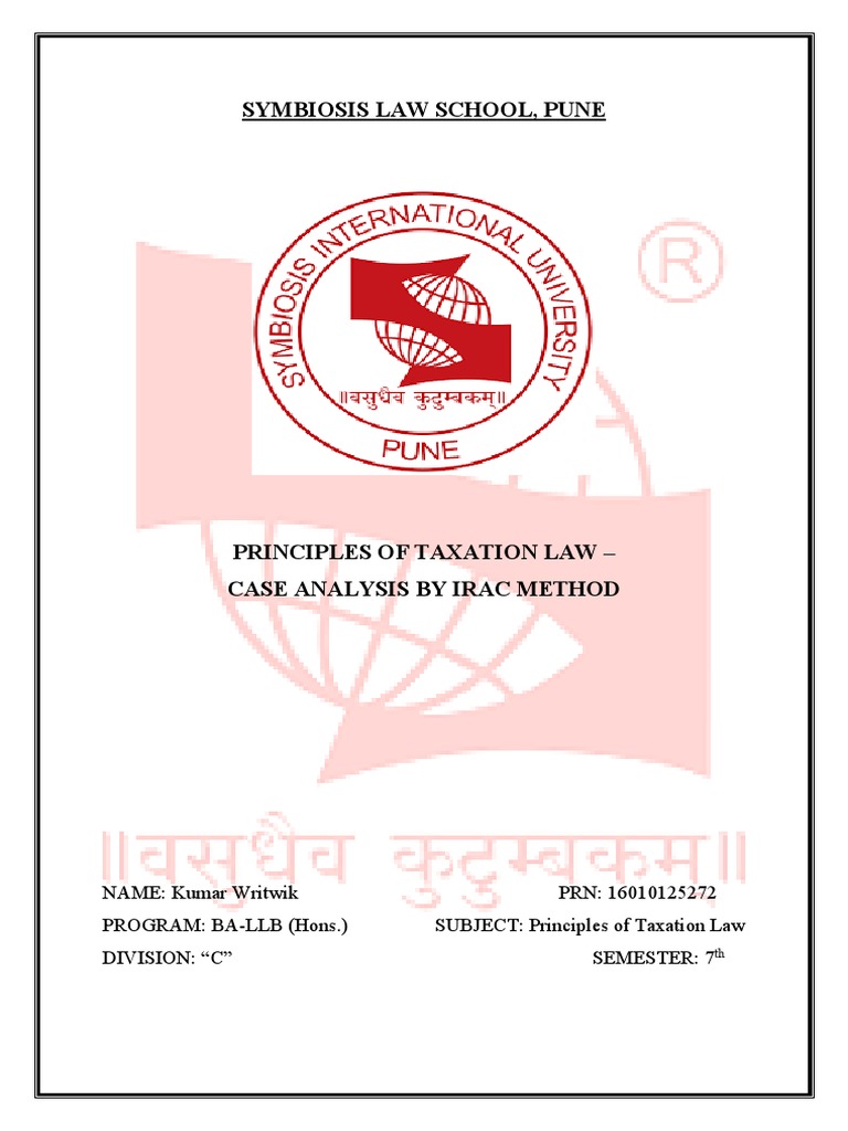 Principles of Taxation Law - Ist Internal Assignment | PDF ...
