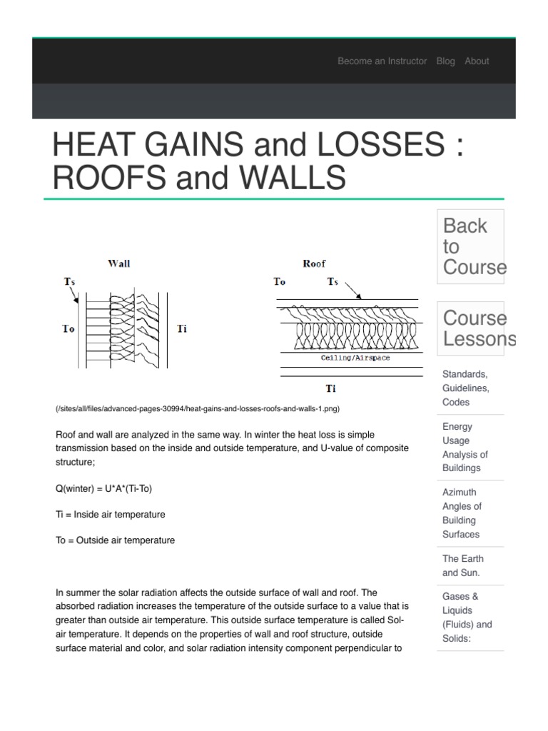 Heat Gains and Losses in Buildings | PDF | Heat Transfer | Atmosphere ...