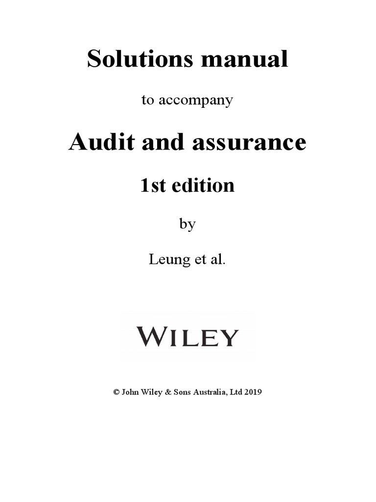 Solutions Manual Audit and Assurance: 1st Edition | PDF | Audit | Negligence