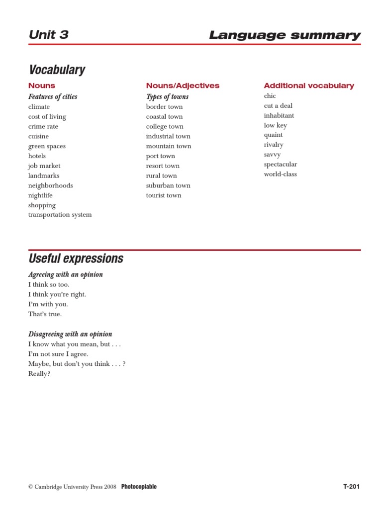 Passages2e Level1 Unit03 Language Summary Pdf Pdf