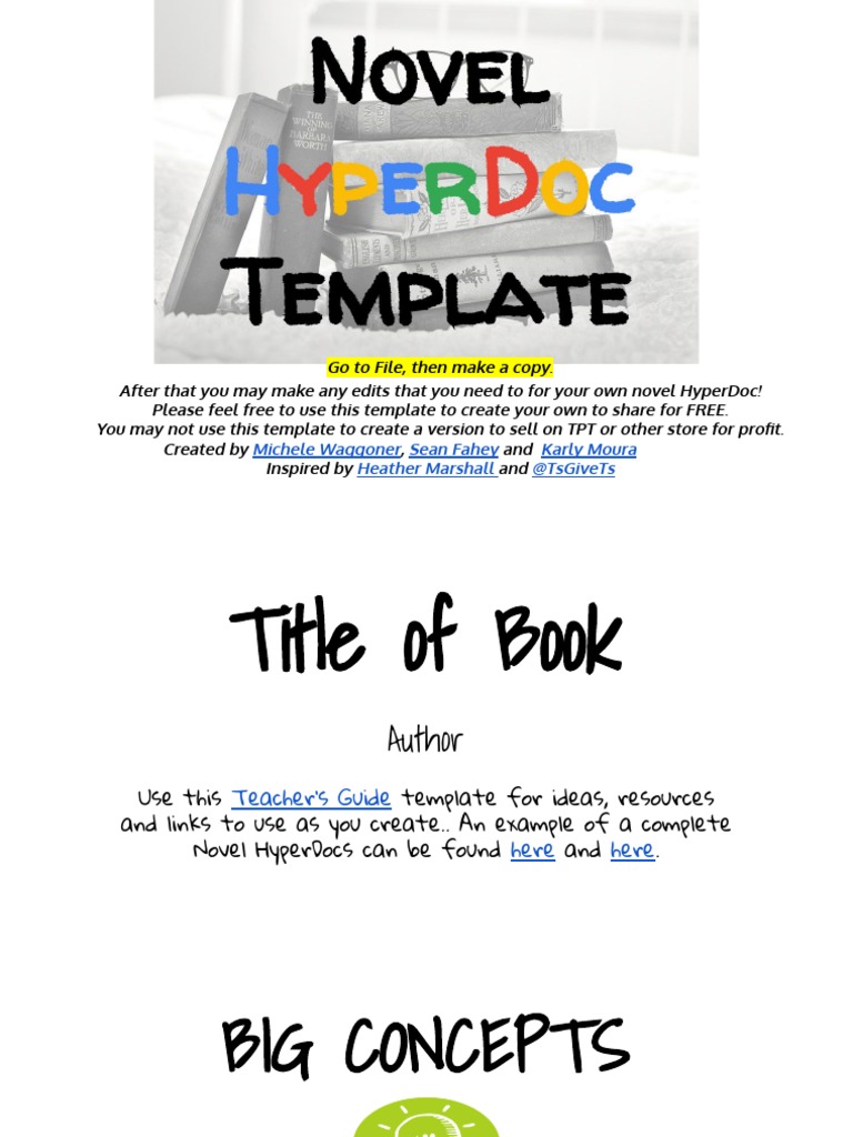 Novel HyperDoc Template (Elementary Level) | PDF | Narration | Reading Comprehension
