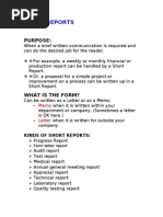 Short Report Writing Guide | PDF | Memorandum | Survey Methodology