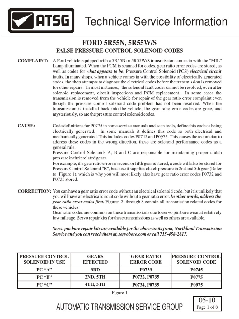 Technical Service Information: FORD 5R55N, 5R55W/S | PDF | Transmission ...
