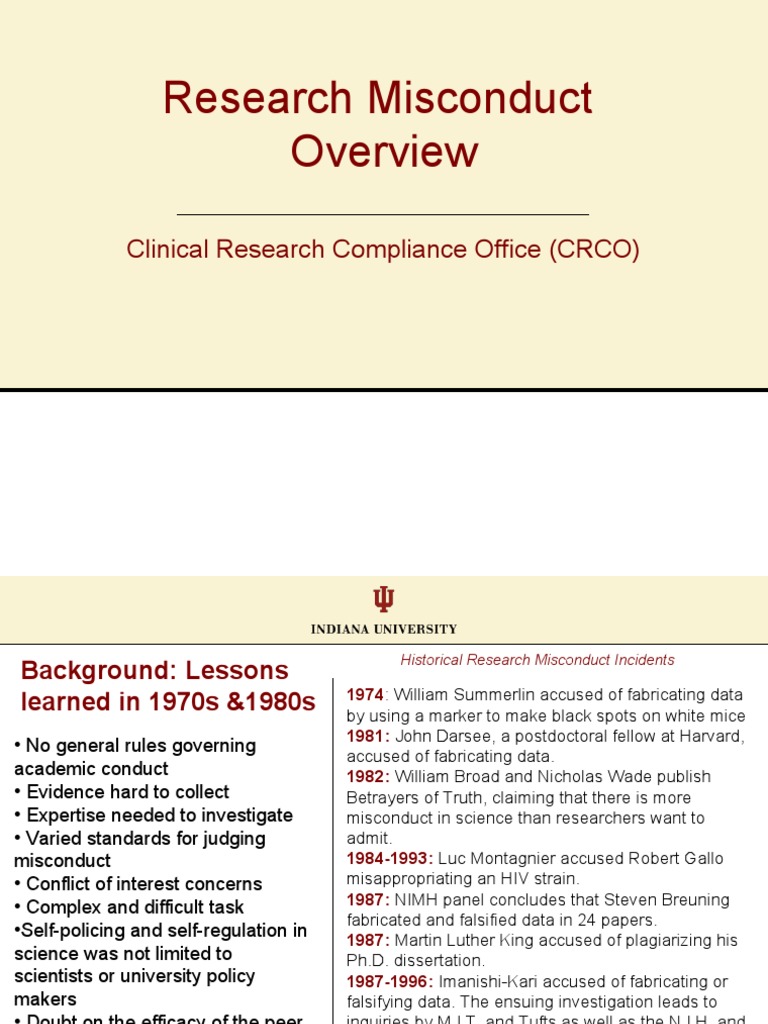 Research Misconduct: Clinical Research Compliance Office (CRCO) | PDF ...