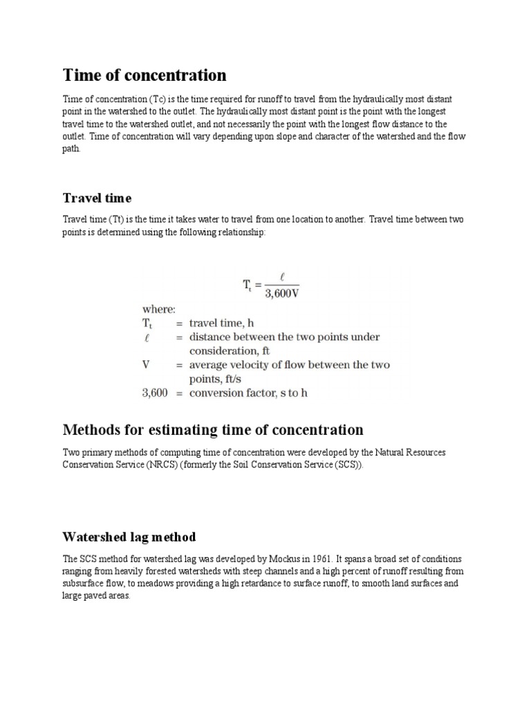 Time of Concentration | PDF | Drainage Basin | Natural Resources ...