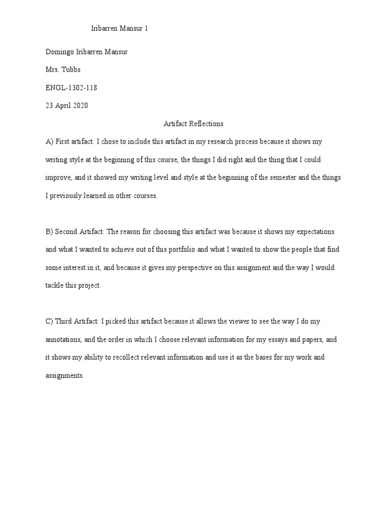 Artifact Reflection | PDF