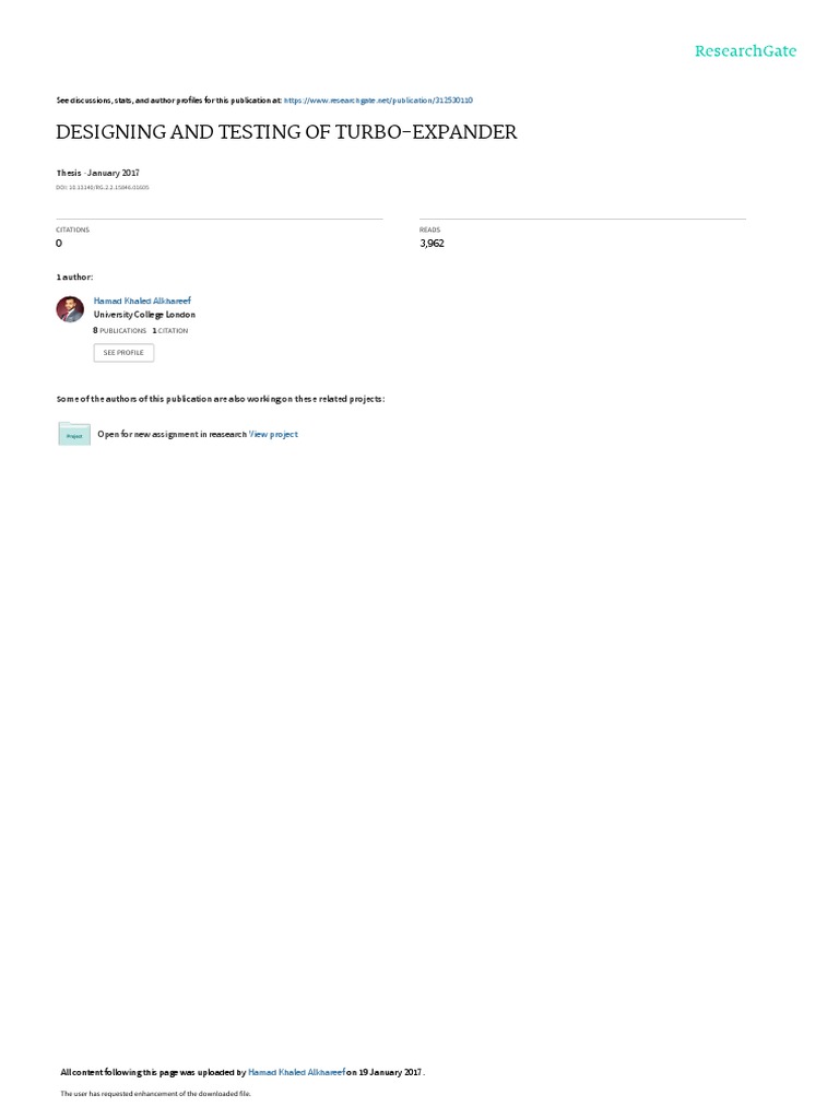 Designing and Testing of Turboexpander | PDF | Turbine | Fluid Dynamics