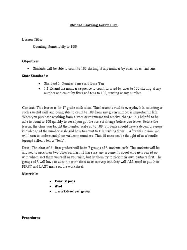 Blended Learning Lesson Plan | PDF | Worksheet | Classroom