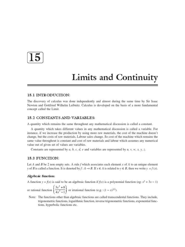 Math111 Limits and Continuity | PDF | Variable (Mathematics) | Function (Mathematics)