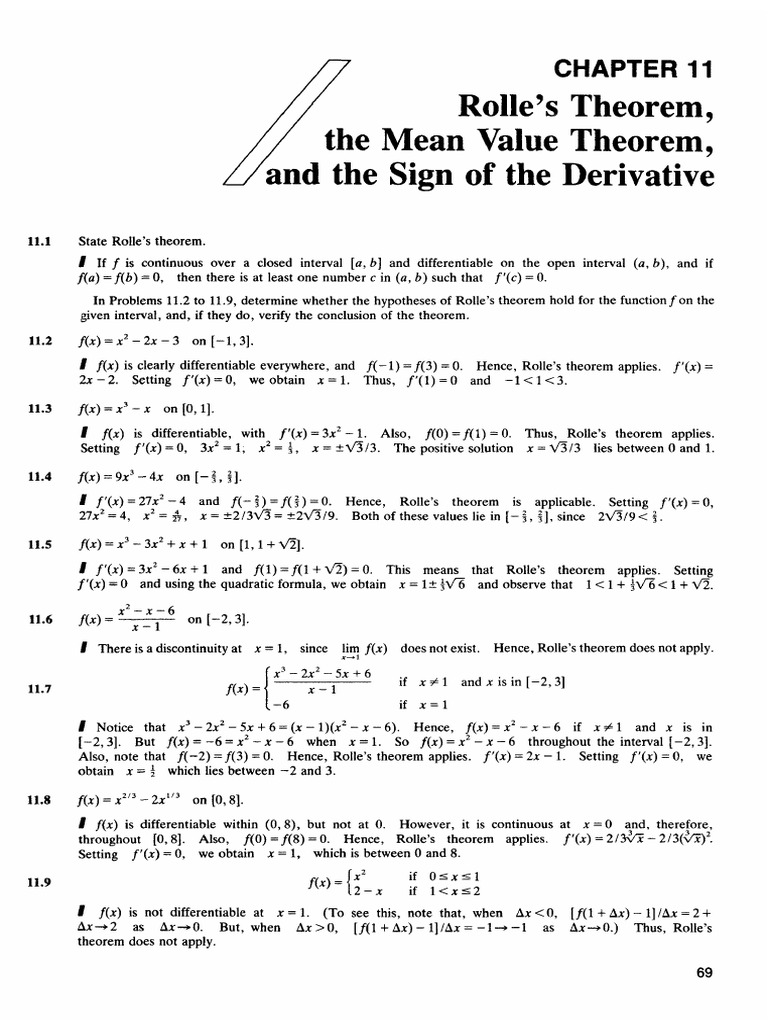 Math111 Chapter 11 Rolle's Theorem, The Mean Value Theorem and The Sign ...