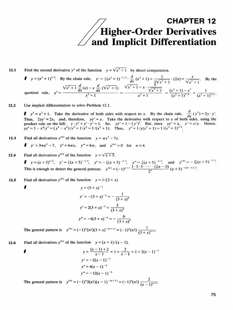 Math111 Chapter 12 Higher-Order Derivatives and Implicit ...
