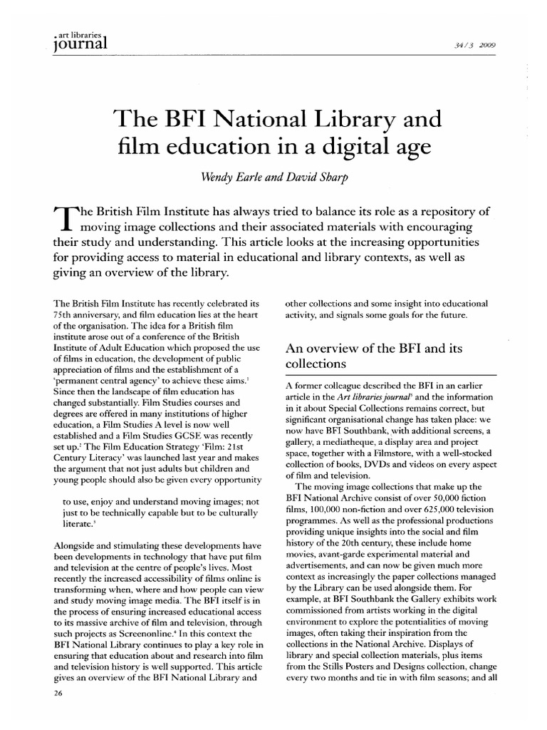 The BFI National Library and Film Education in A Digital Age | PDF