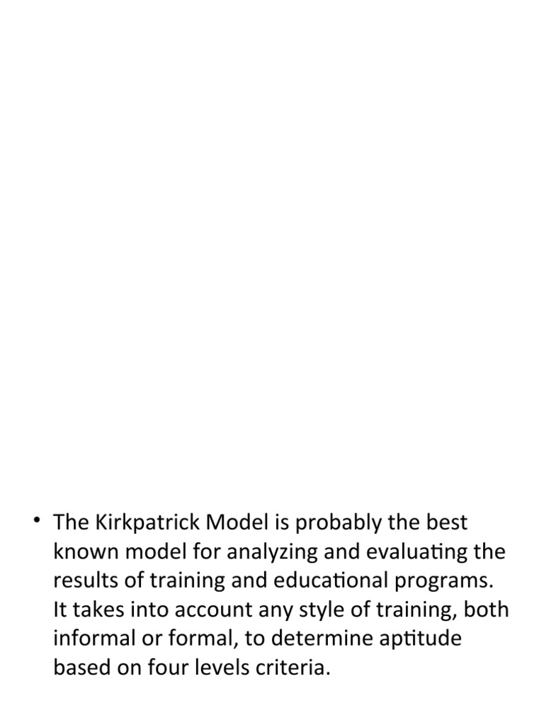 Kickpatrick Model of Training | PDF | Evaluation | Educational Assessment