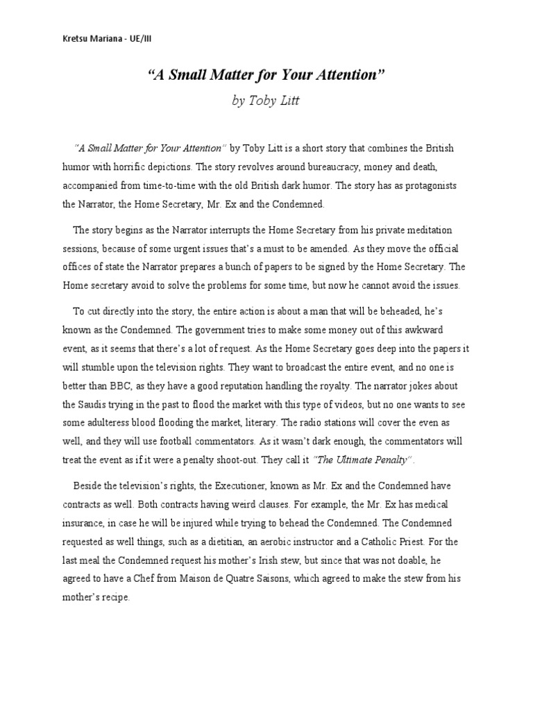 A Small Matter For Your Attention | PDF